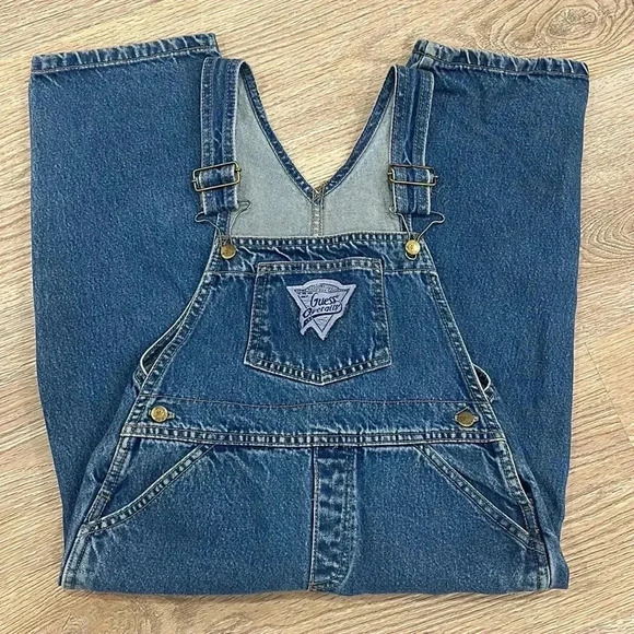 Guess | Bottoms | Vintage Guess 9s Triangle Bib Overalls Blue Denim 00 ...